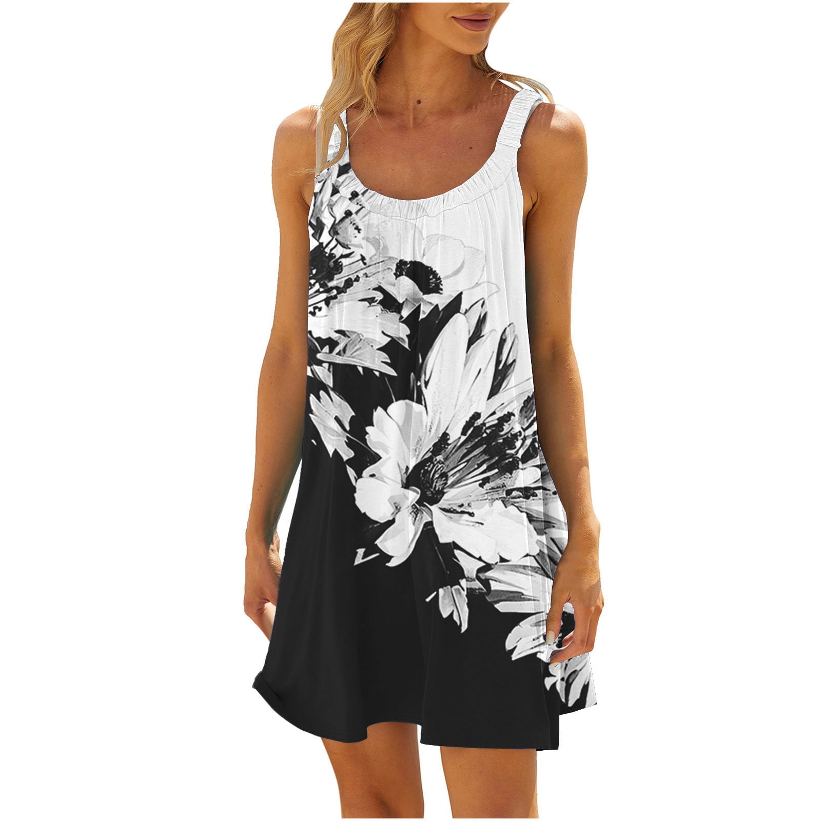 Midsumdr Dresses for Women 2025 Summer Fashion Round Neck Sleeveless ...