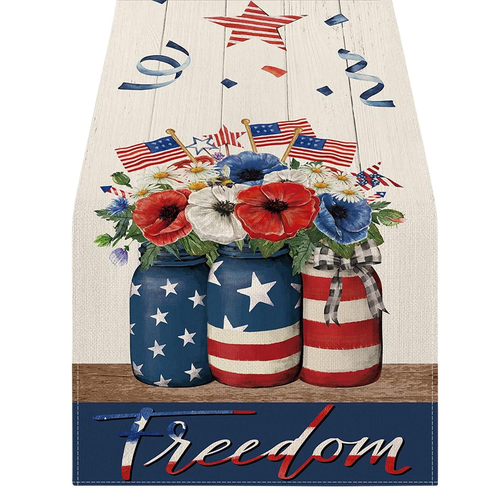 Midsumdr Home Decor Patriotic Table Runner 4th of July Runner for ...