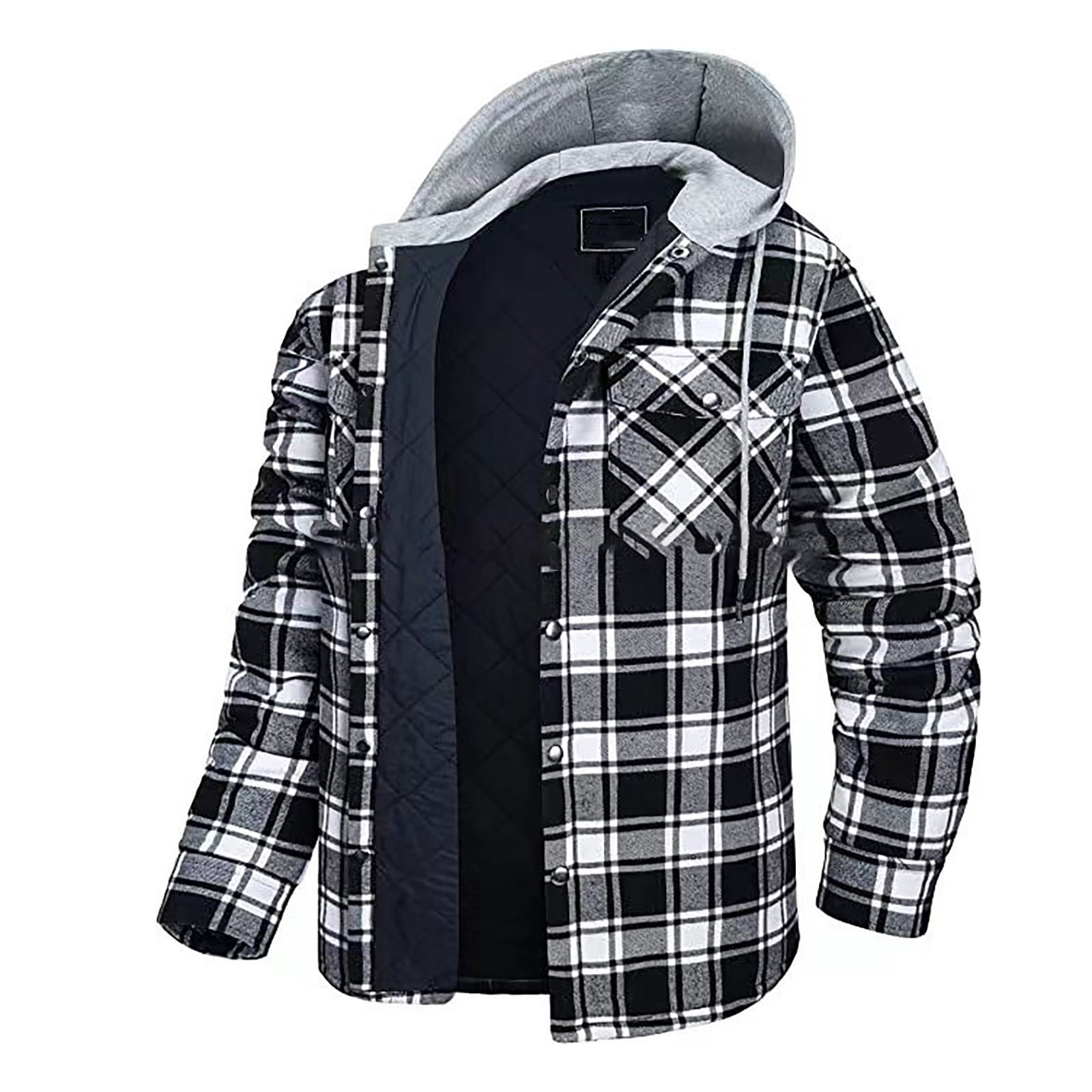 Midsumdr Mens Flannel Shirt Jacket with Quilted Lined Long Sleeve Plaid ...
