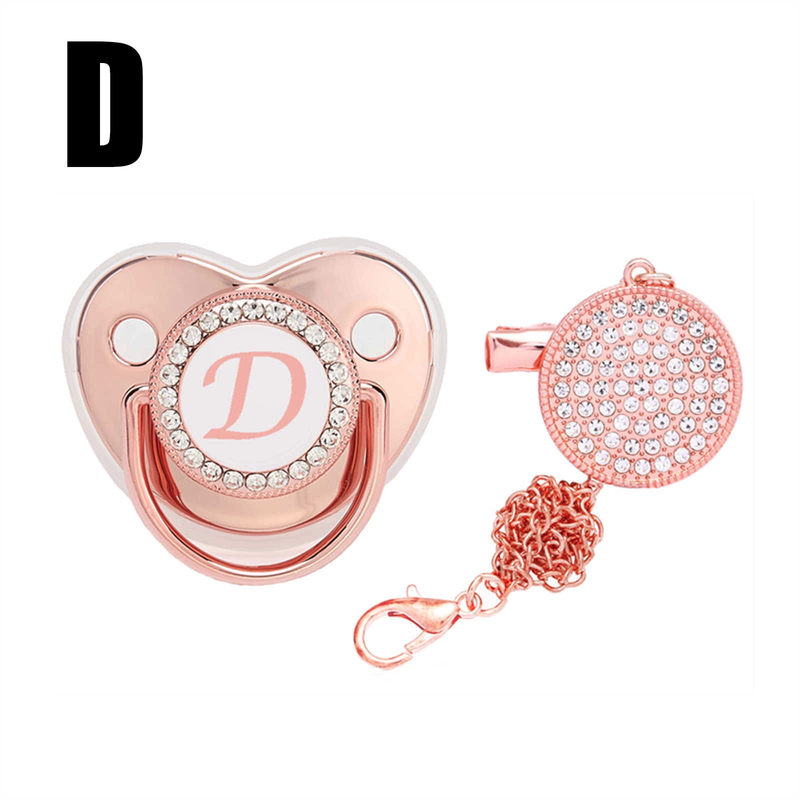 Midsumdr Personalized Bling Pacifier,Rose Gold Baby Pacifier Clip with ...