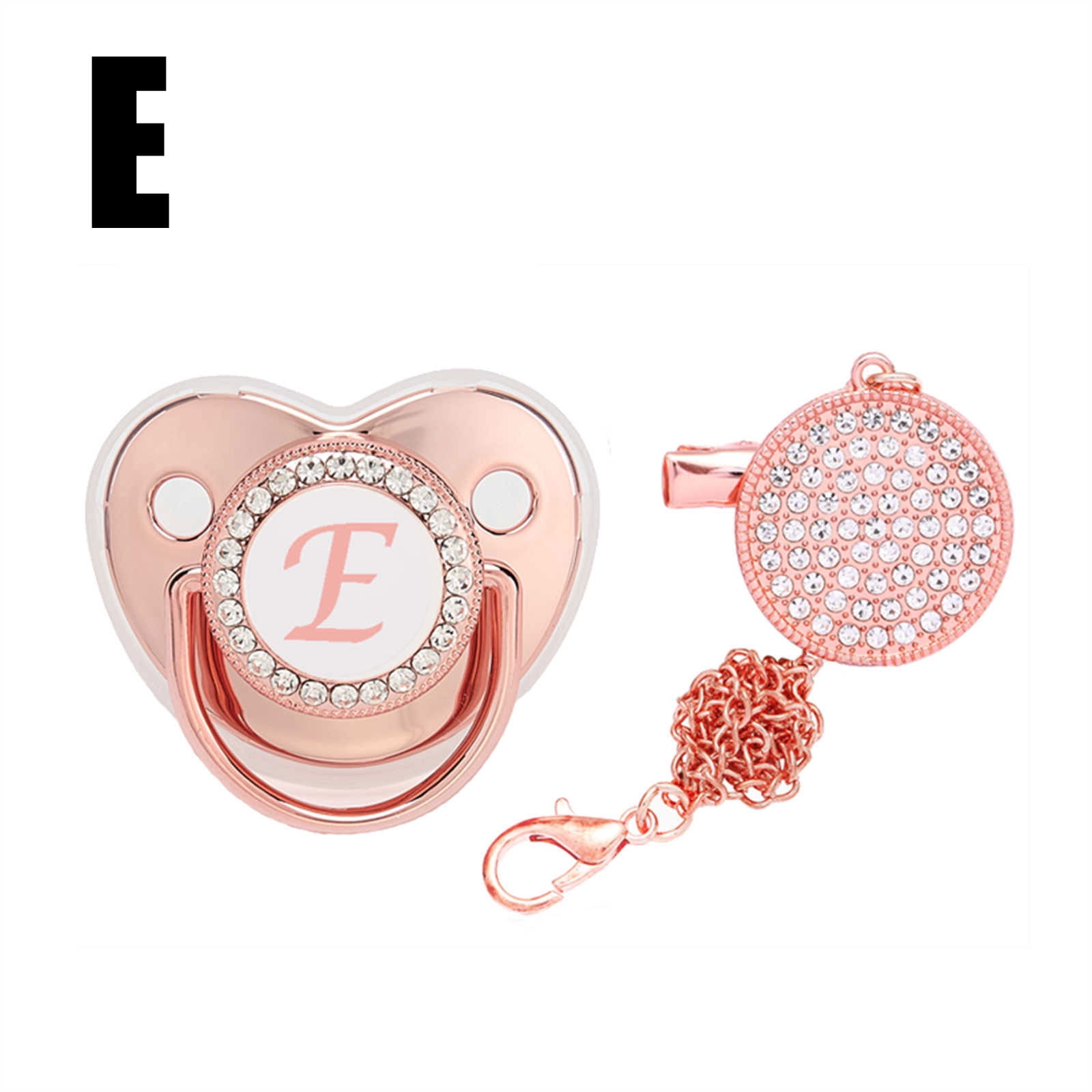 Midsumdr Personalized Bling Pacifier,Rose Gold Baby Pacifier Clip with ...