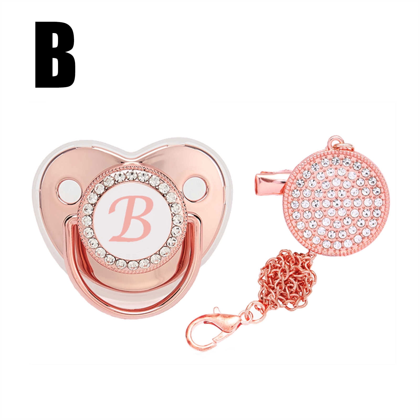Midsumdr Personalized Bling Pacifier,Rose Gold Baby Pacifier Clip with ...