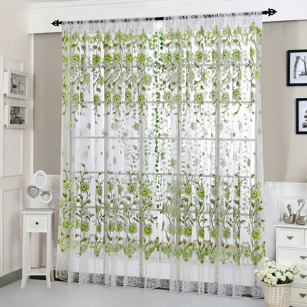 Midsumdr Shower Curtain Liner Peony Sheer Curtain Tulle Window Voile ...