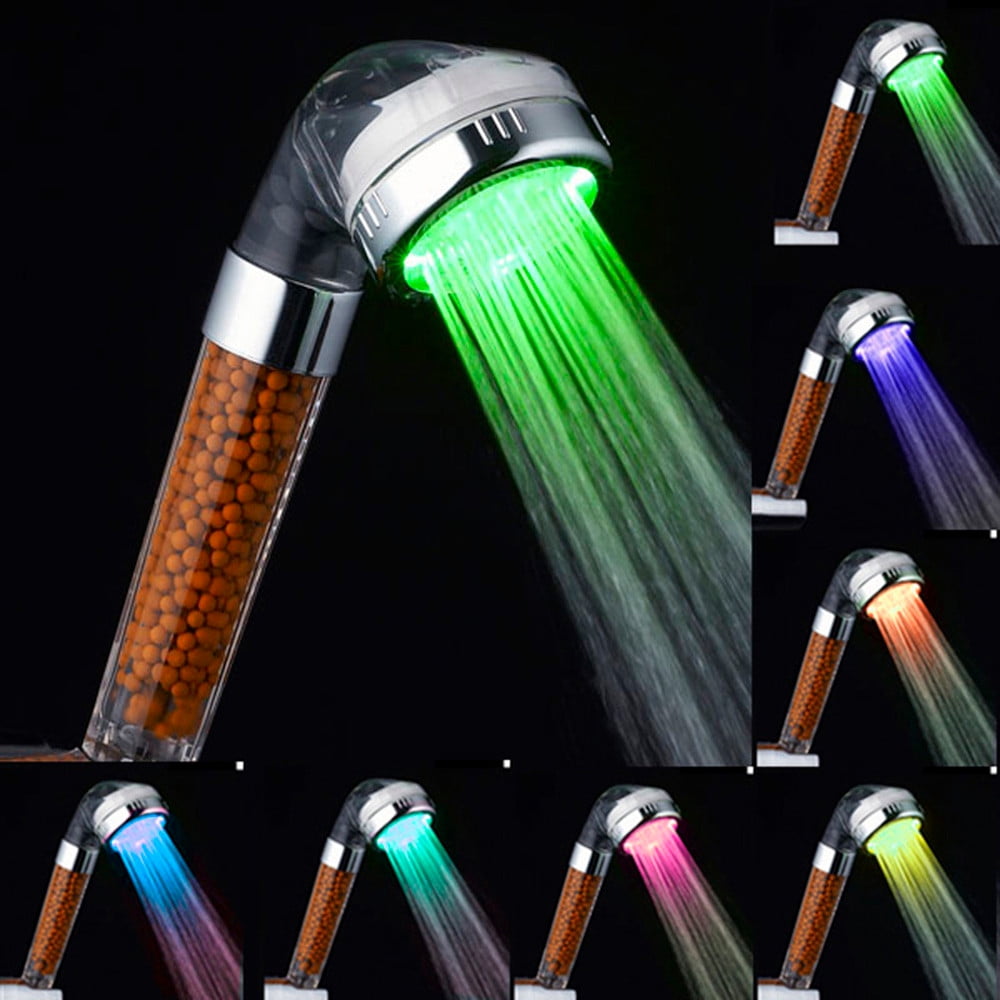 Midsumdr Shower Head RGB 7 Colorful LED Light Water Bath Bathroom ...