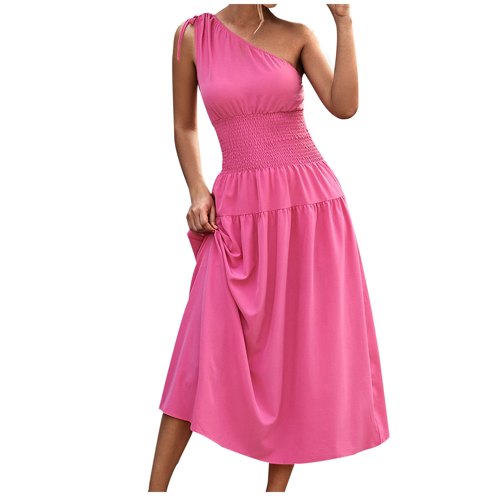 Midsumdr Summer Dresses for Women 2025 Fashion Summer Skew Neck One ...