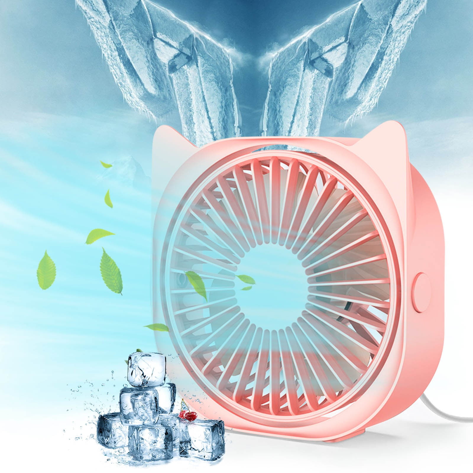 Midsumdr Travel Fan Mini Fan 3 Speeds With Night Light 360° Rotation ...