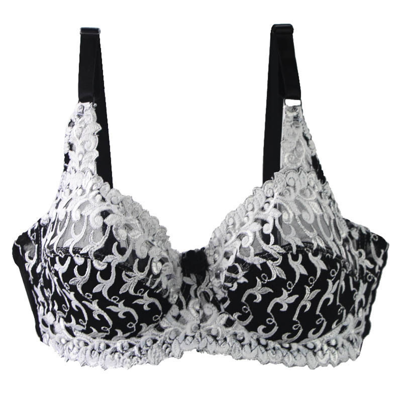 Midsumdr Womens Bras 2025 Fashion Mesh Lace Embroidered Plus Size Bra ...