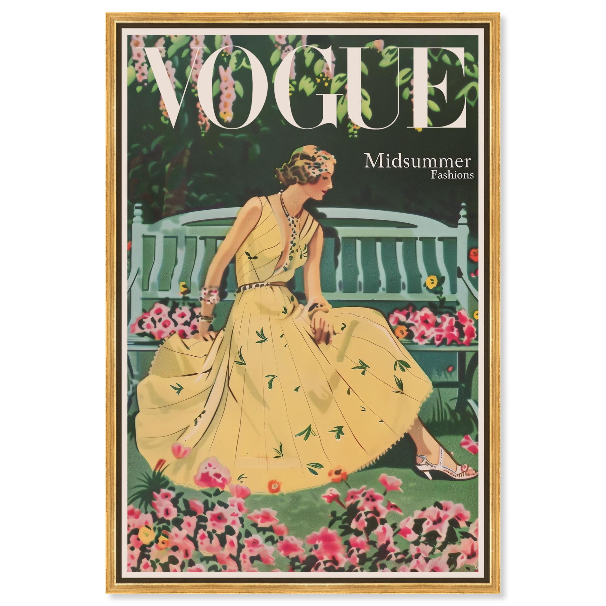 Midsummer Fashion Cover Canvas Retro Fashion Poster by Art Remedy, Gold ...