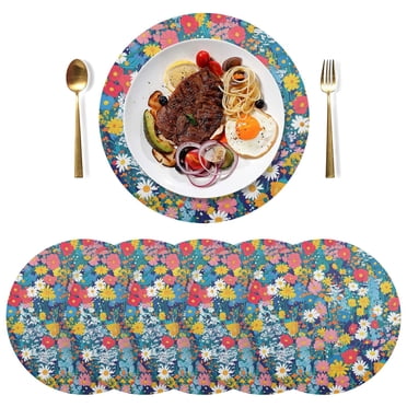 More Décor Dining Table Placemats, Washable Heat-Resistant PVC Vinyl ...