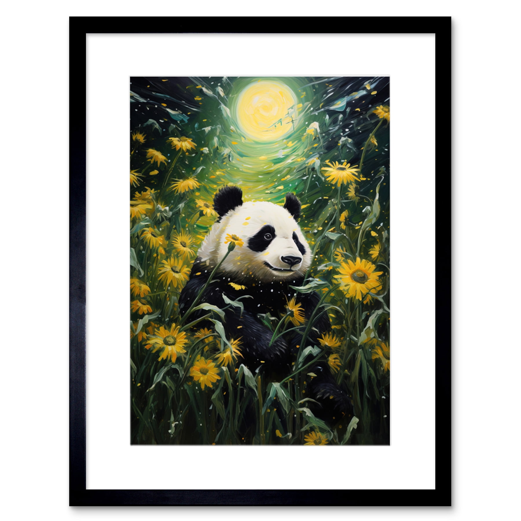 Midsummer Night's Panda Dream Oil Painting Panda Bear in a Full Moon ...