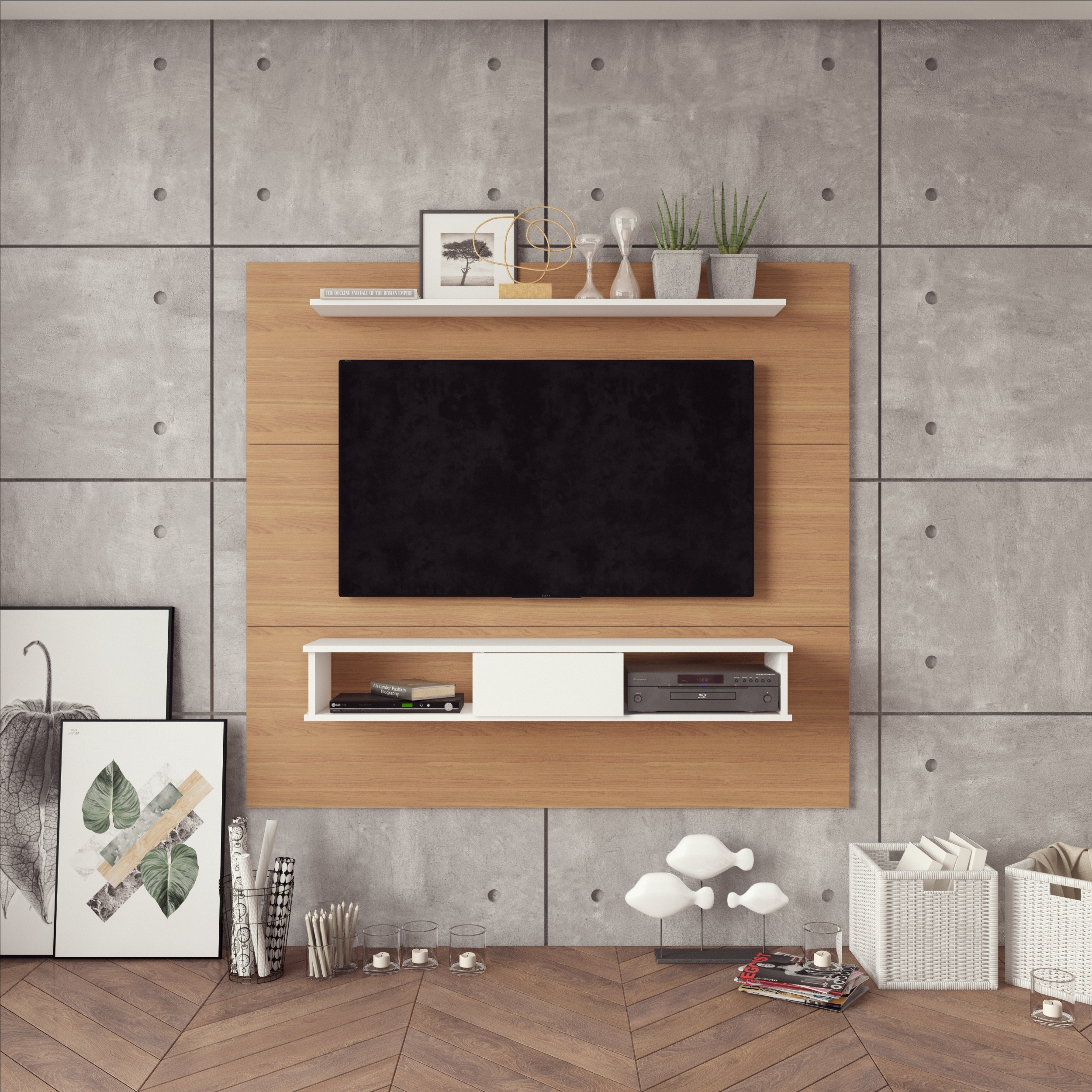 Midtown Concept 2-shelf Engineered Wood 70-inch TV Board for Flat ...