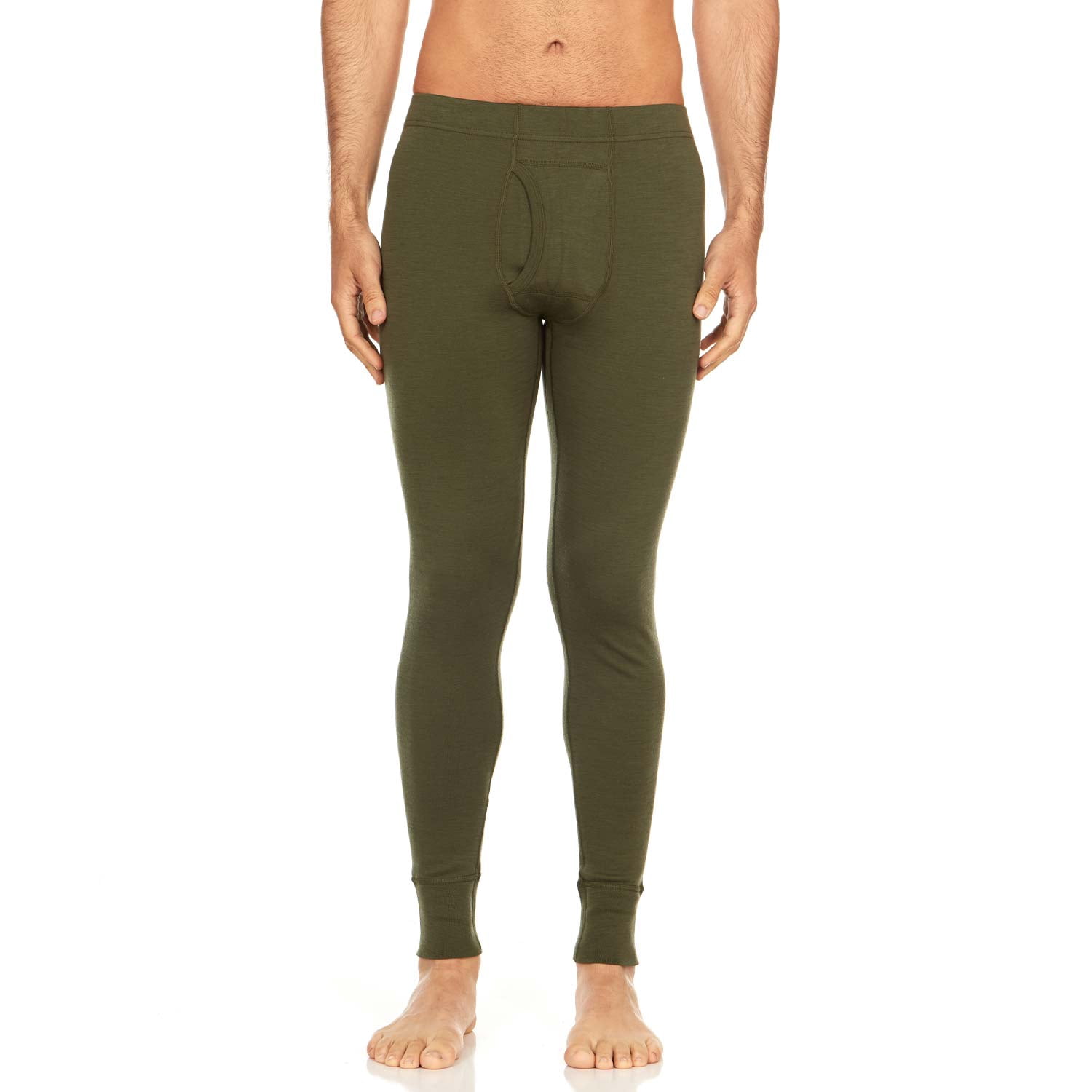 Men's Merino Wool Midweight Base Layer Pants - Thermal Bottoms - Olive ...