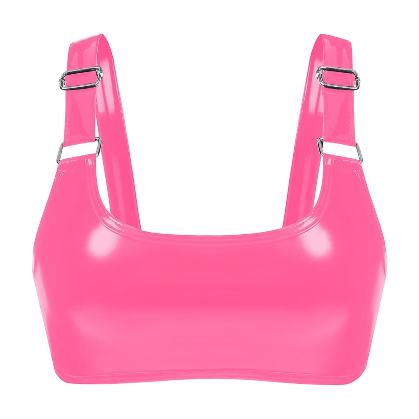 Midwennn High Gloss Leather Sexy Neck Bra Leather Bra Adjustable Strap ...