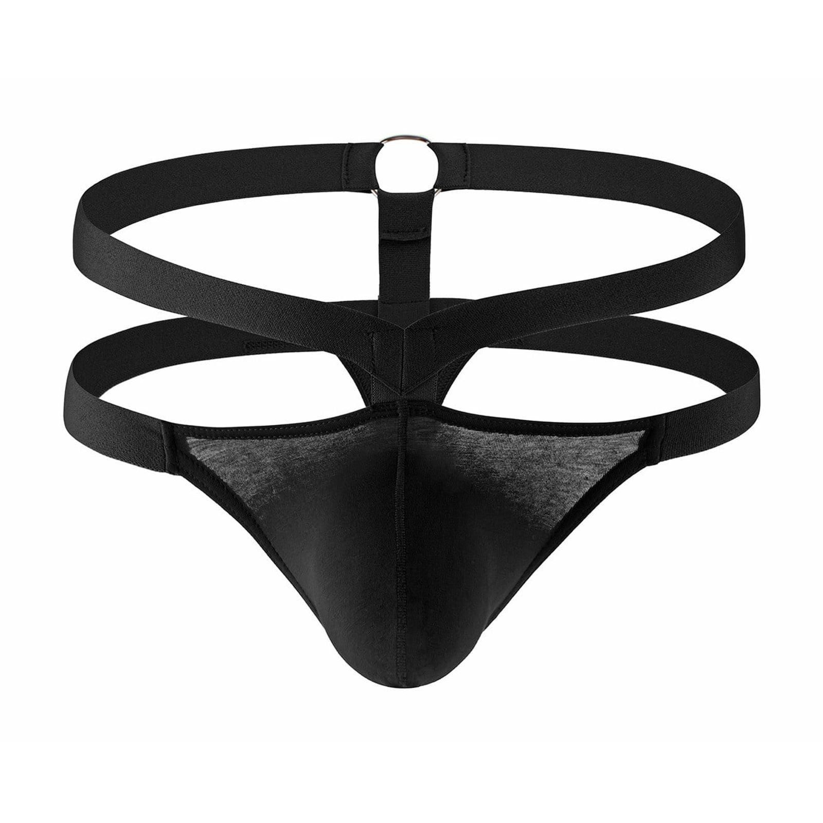 Midwennn Men's Metal Ring Underwear Briefs Double Thong Solid Color ...