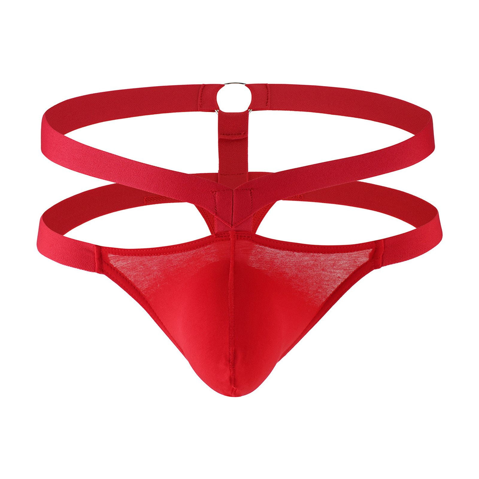 Midwennn Men's Metal Ring Underwear Briefs Double Thong Solid Color ...