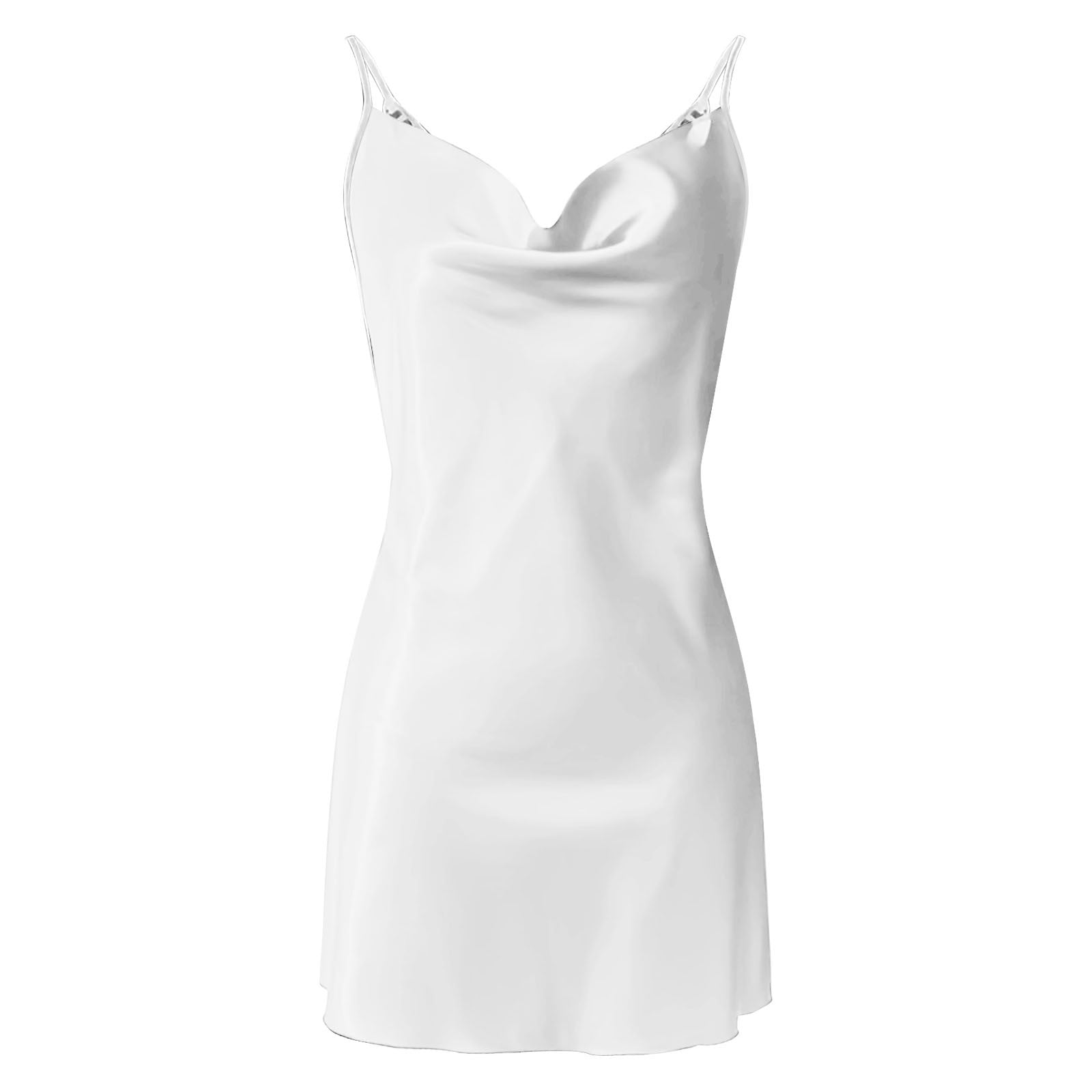 Midwennn Silk Like Backless Mini Dress for Women Sexy Spaghetti Strap ...