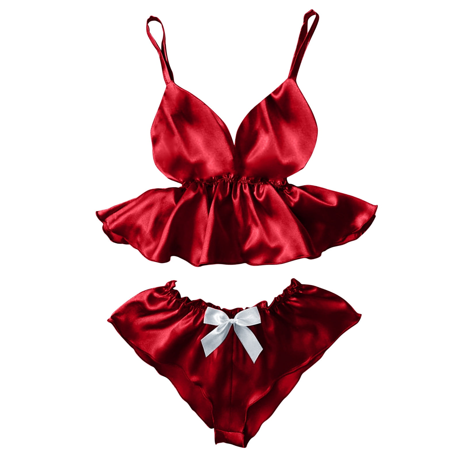 Midwennn V Neck Lace Pajamas Sexy Women Bowknot Camisole Eyelash Shorts ...