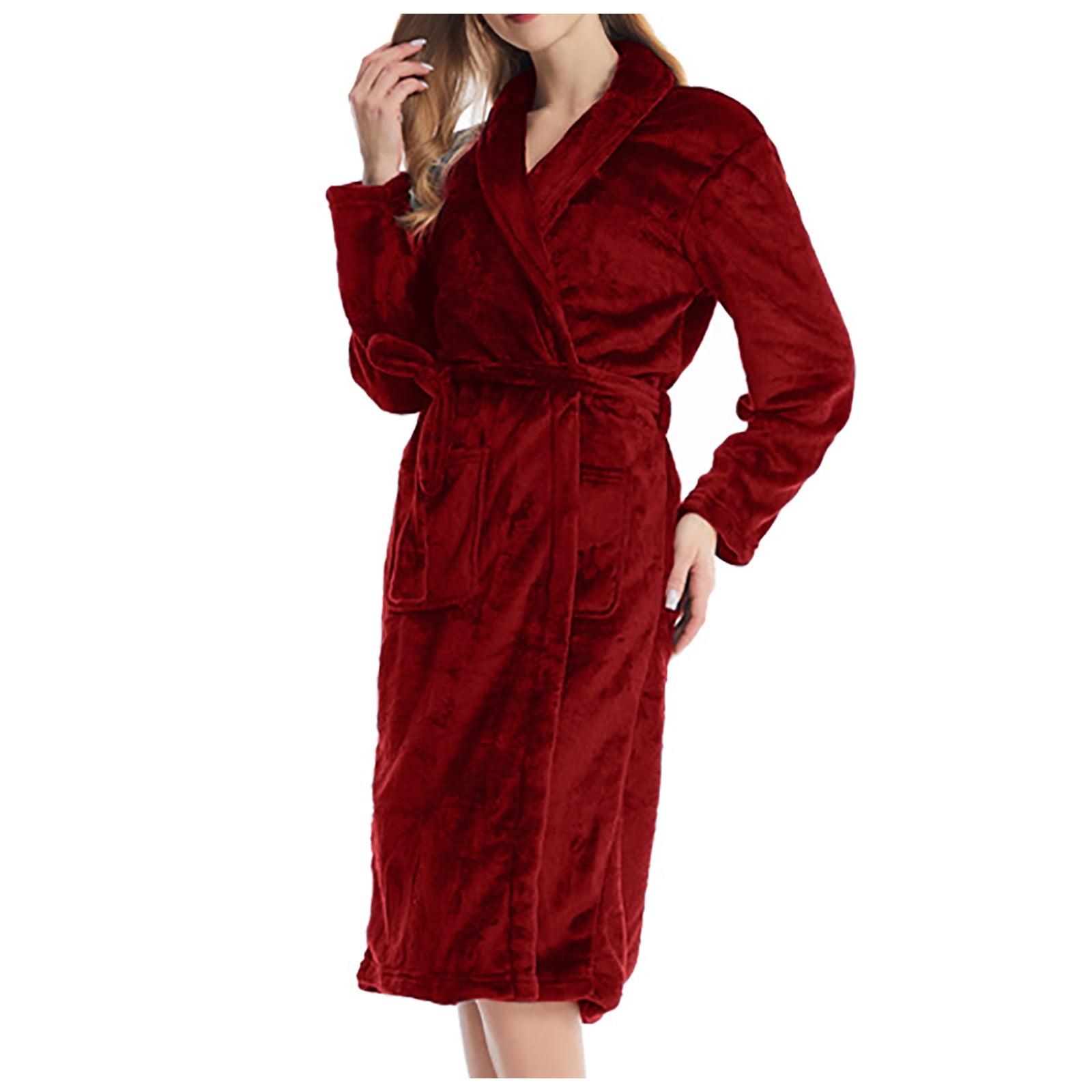 Midwennn Womens Soft Robe Warm Shaggy Bathrobe Womens Robe Set Women's ...