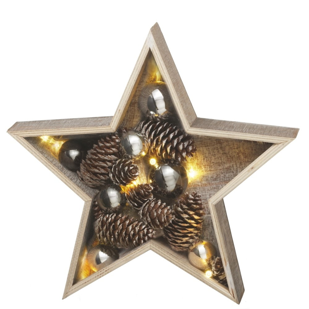 Midwest 15" Brown and Silver LED Lighted Medium Country Rustic Wooden ...