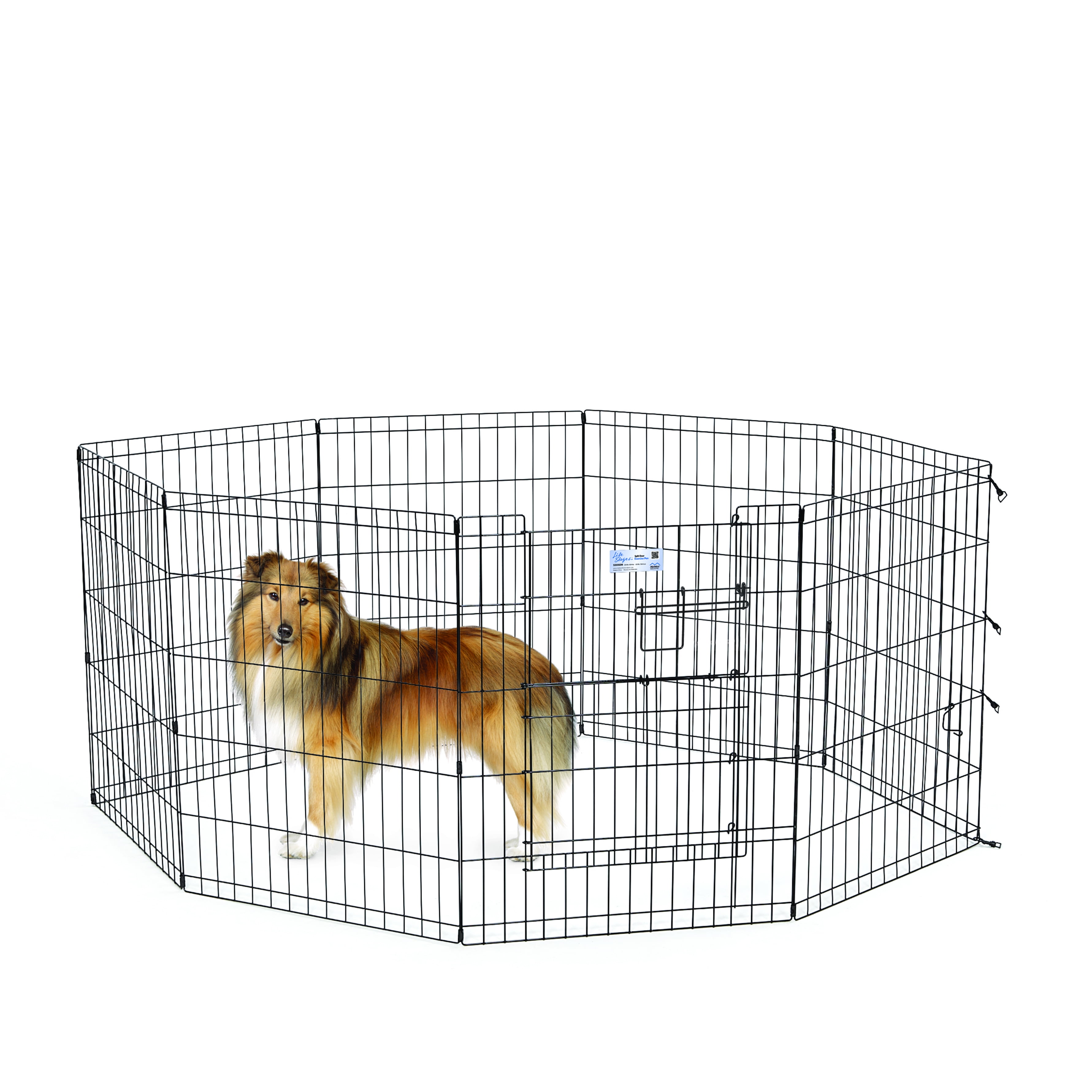 Midwest 8 Panel Black Exercise Pen with MAX Lock Door - Walmart.com