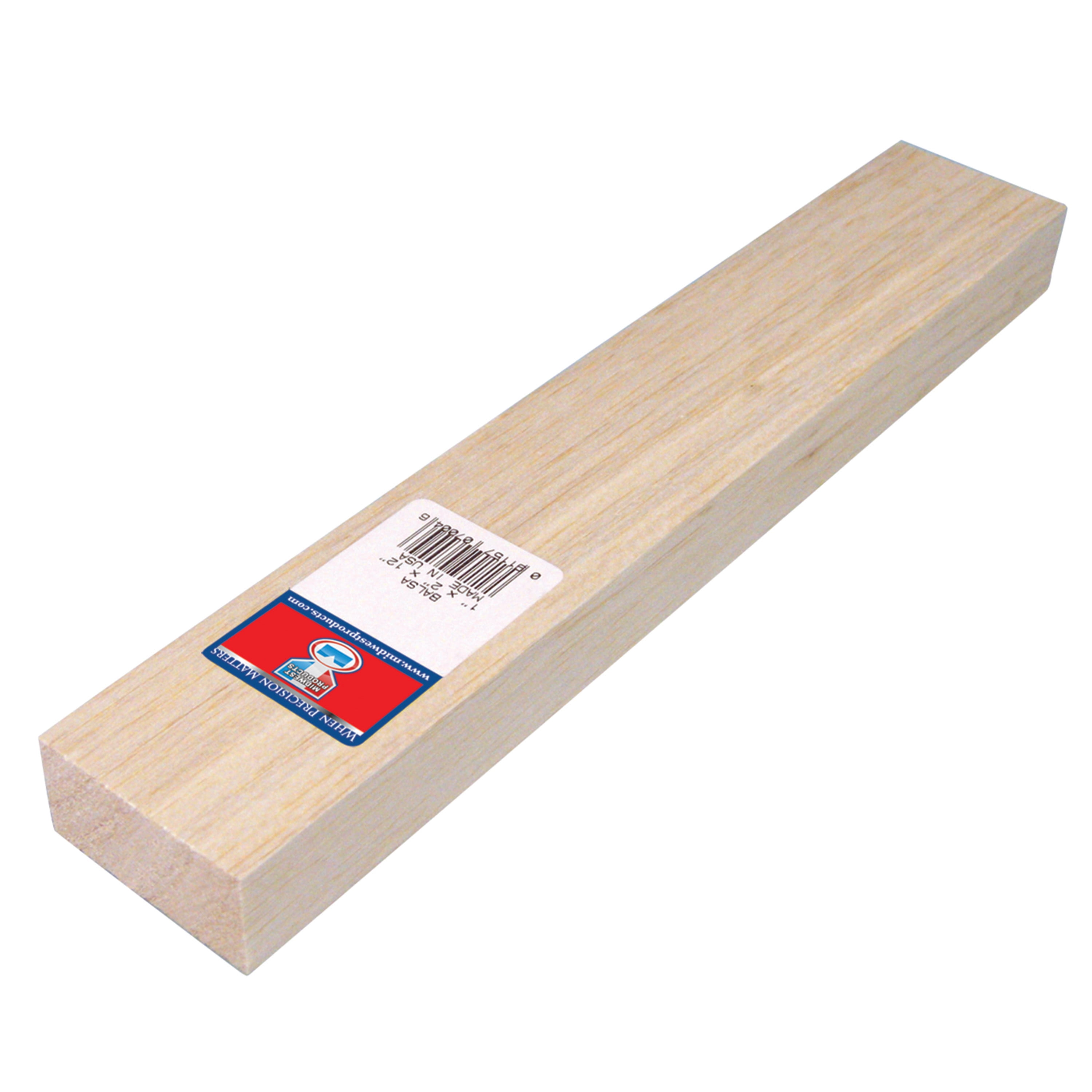 Midwest Balsa Wood Block, 1" x 2" x 12" - Walmart.com