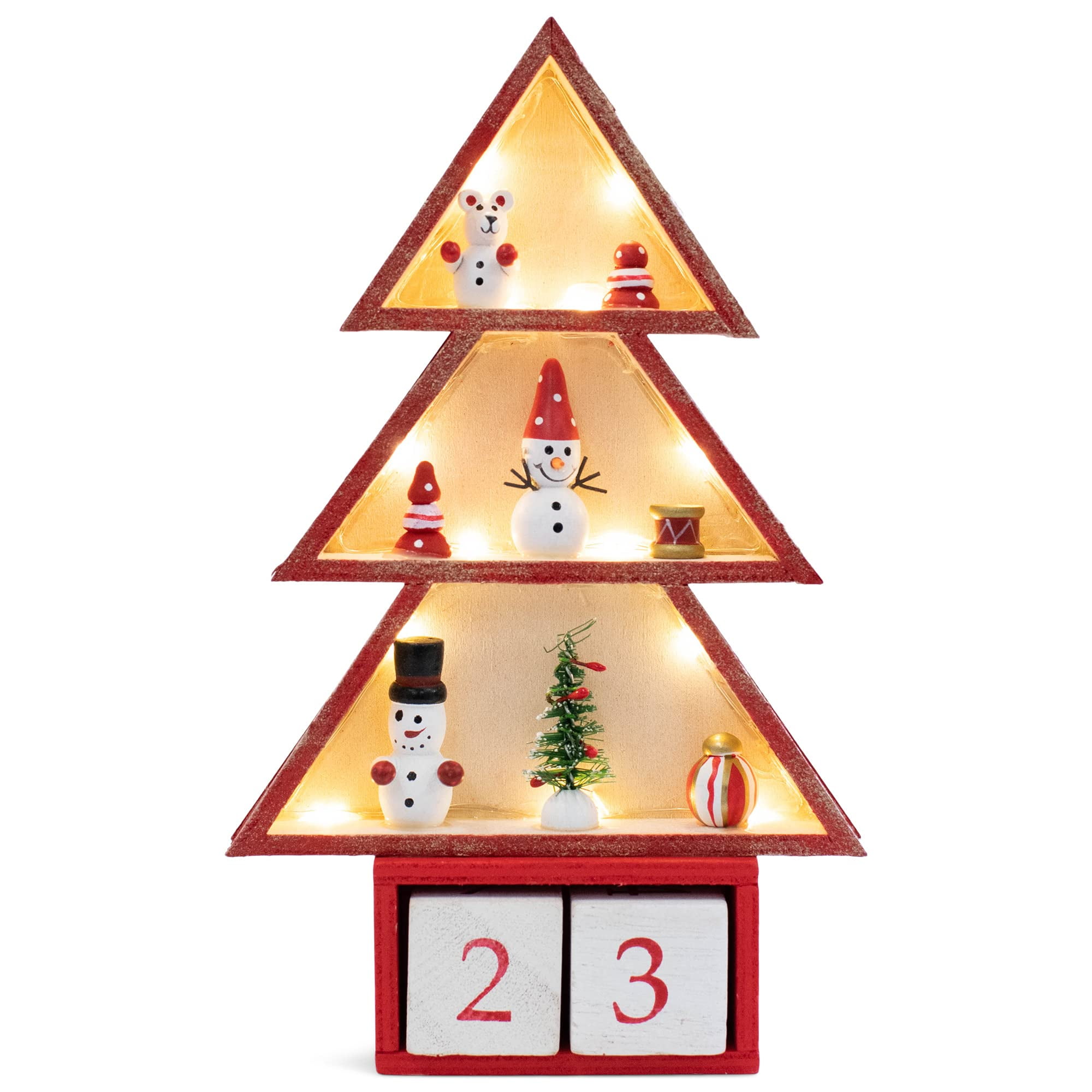 Ganz MX184695 LED Light Up Tabletop Tree Advent Calendar, 7.88-inch ...