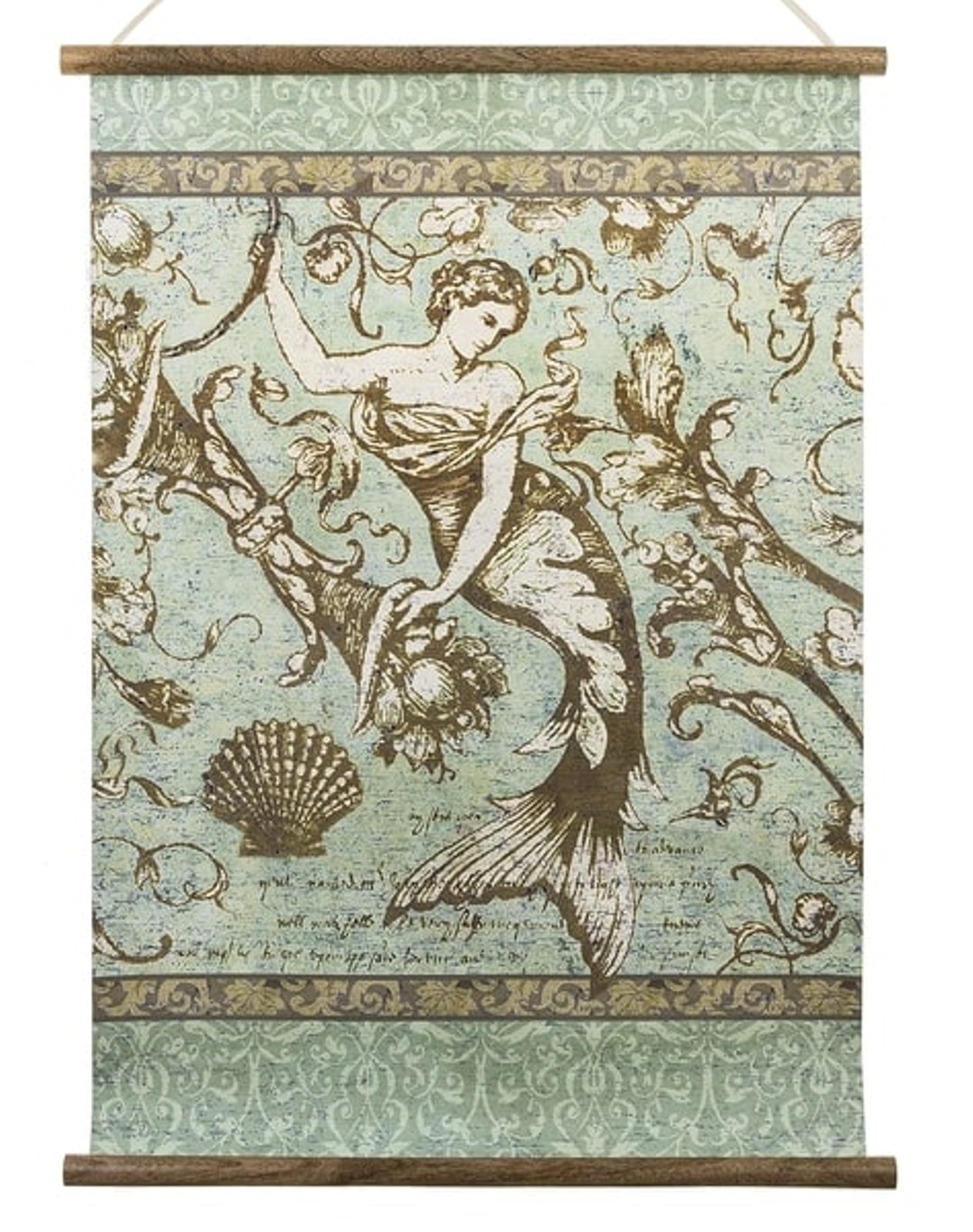 Midwest CBK Mermaid Scroll Art Wood and Paper Teal Wall Decor 24 Inches ...