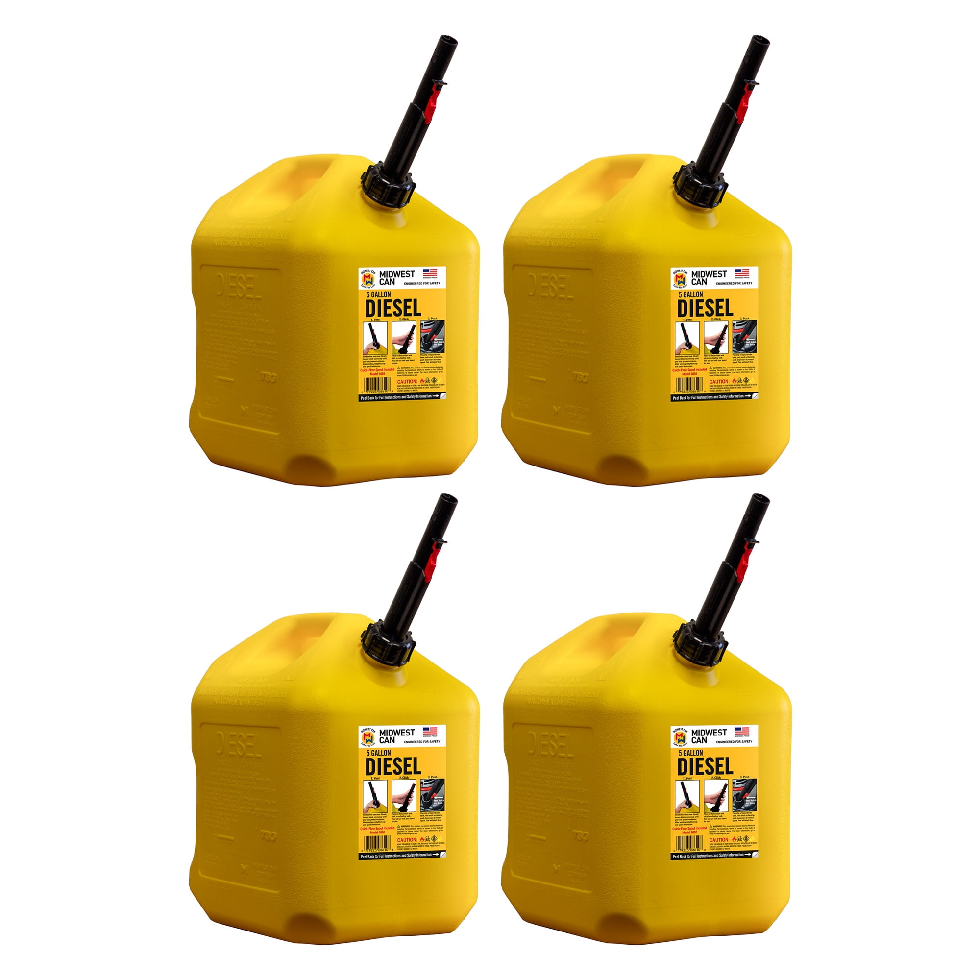 Midwest Can 5 Gallon Yellow Diesel Portable Gas Can with FlameShield ...
