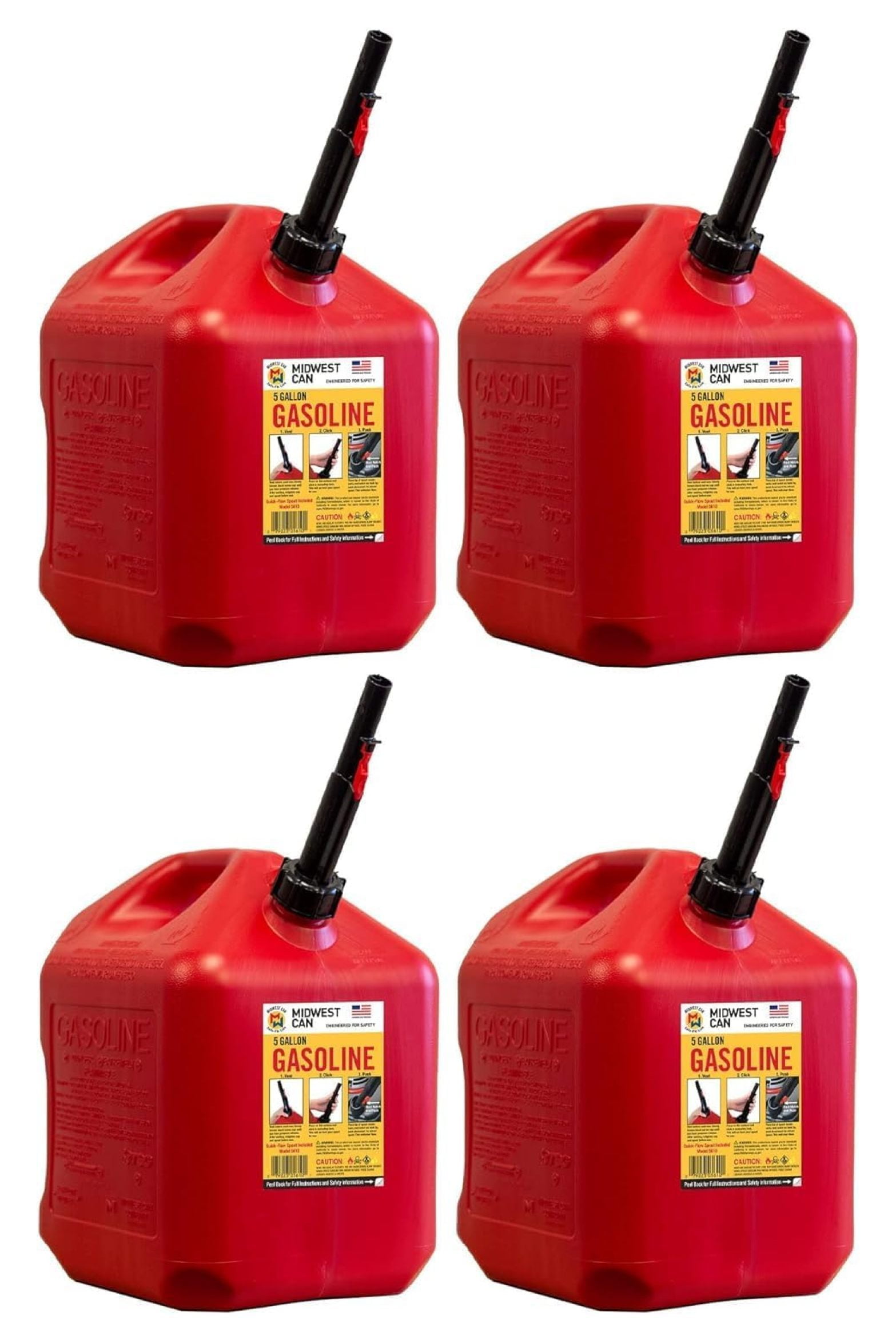 Midwest Can 5610 Safe-Flo Auto Shut Off 5 Gallon Gas Can – Durable Fuel ...