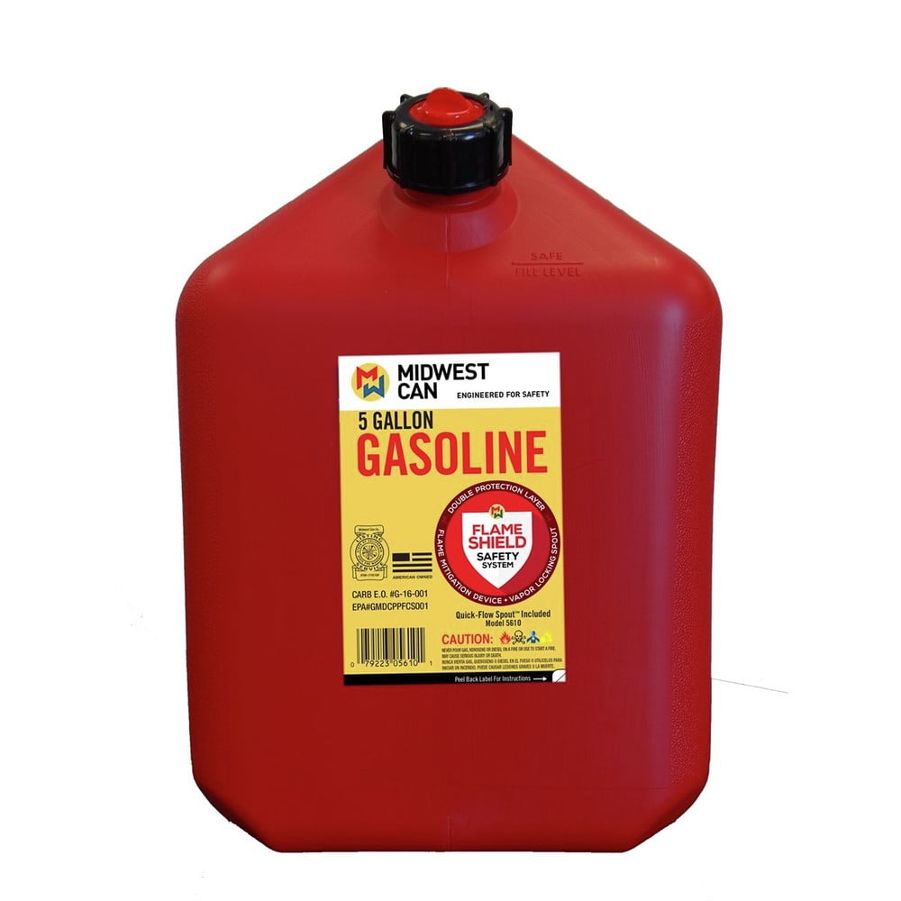 Midwest Can Company, 5610, 5 Gallon Capacity Gas Can with Flame ...