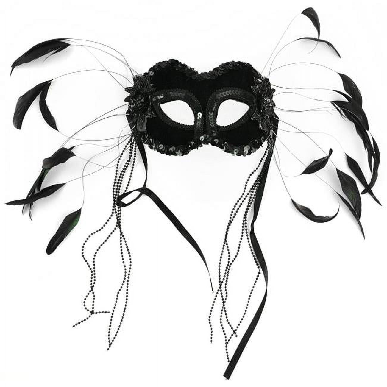Midwest Design Imports 48041 Black Half Mask with Feathers - Walmart.com
