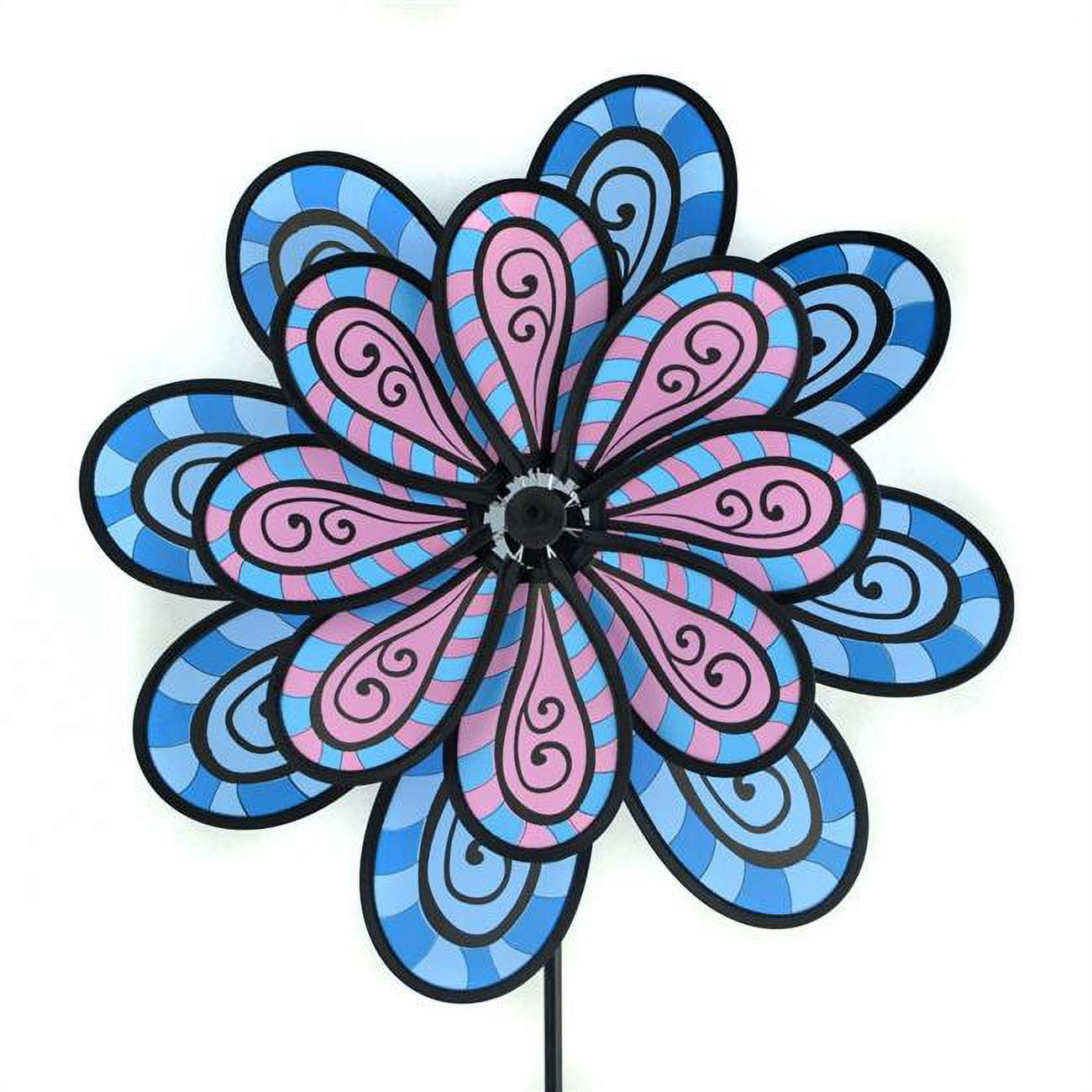 Midwest Design Imports Spinning Flower Garden Flag, 34", Blue/Pink ...