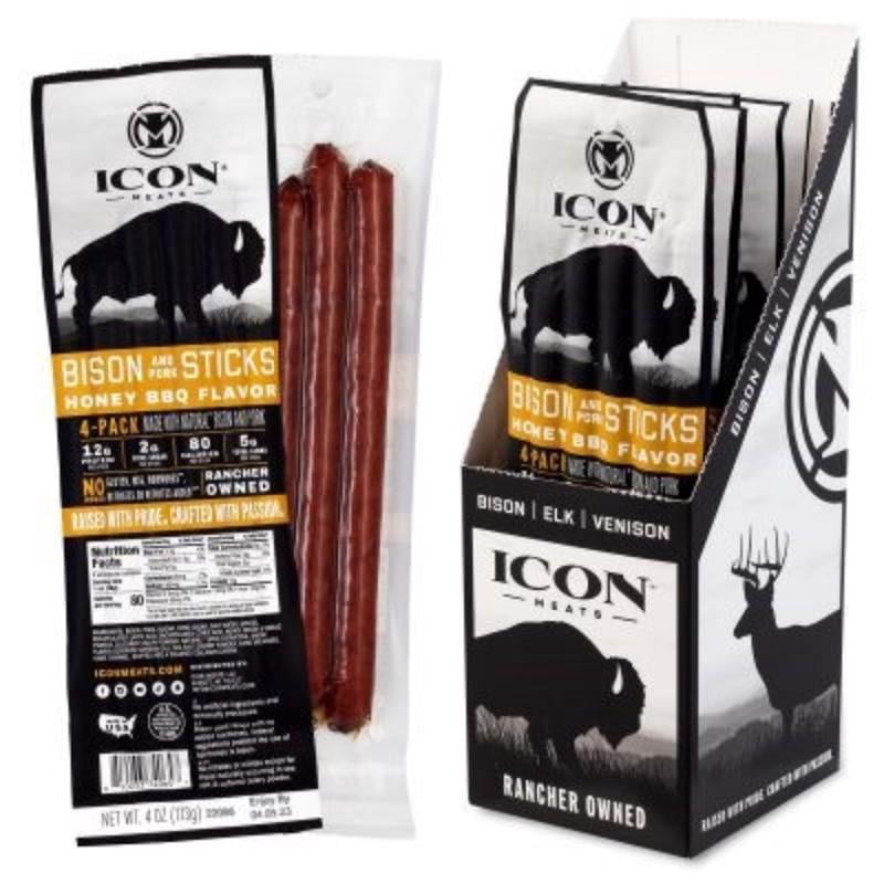 ICON Meats Bison & Pork Honey BBQ Sticks 4 oz Pouch - Walmart.com