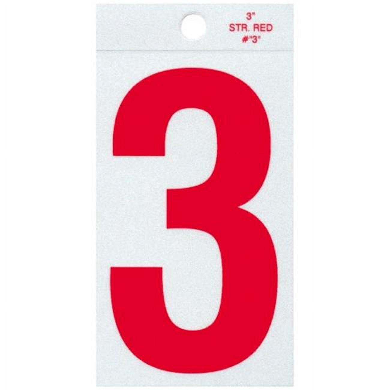 Midwest Fastener MF395083 3 in. - 3 Straight Red Reflective Numbers ...