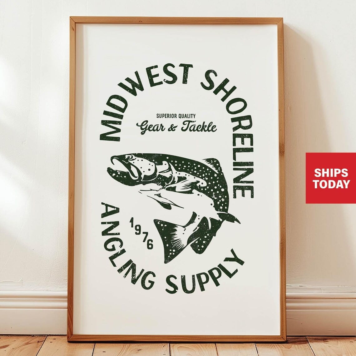 Midwest Fishing Print Gift For Him Fishing Art Retro Fishing Wall Art ...
