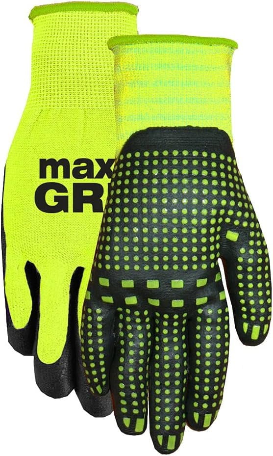 Midwest Gloves & Gear 94HVG-SM MAX Grip Glove, HI VIS Yellow - Walmart.com
