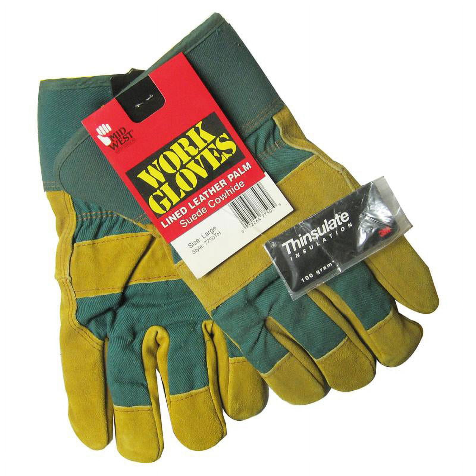 Midwest Gloves & Gear Men's Large Suede Cowhide Thinsulated Lined ...