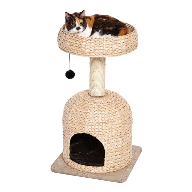MidWest Homes for Pets Scout Cat Tree, Woven Rattan Cat Furniture with ...