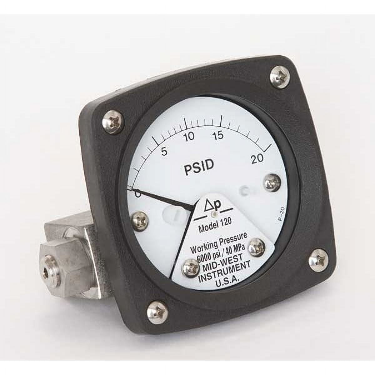 Midwest Instrument Pressure Gauge,0 to 20 psi 120-AA-00-OO-20P ...