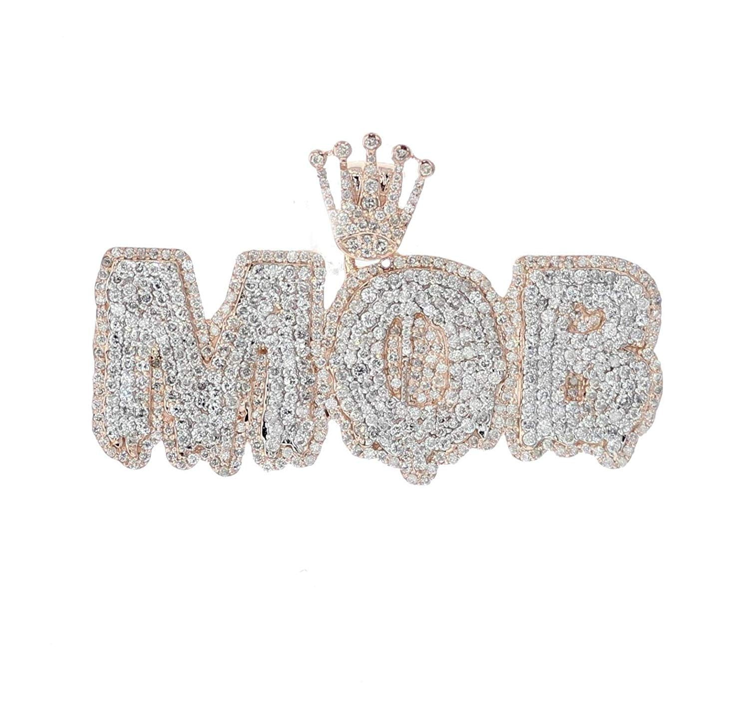 Midwest Jewellery 10K Rose Gold Mens Diamond Pendant Mob Letters with 3 ...