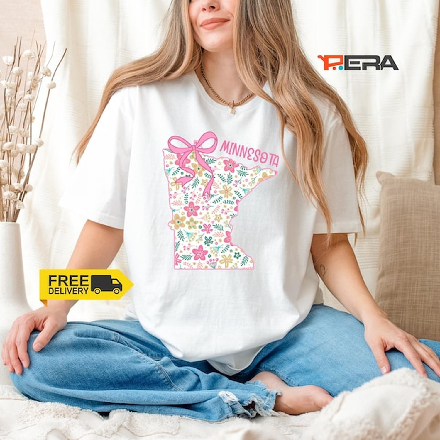 Midwest USA State Graphic T1EE for WoM1en MinneS1ota Map Floral S1Hirt ...