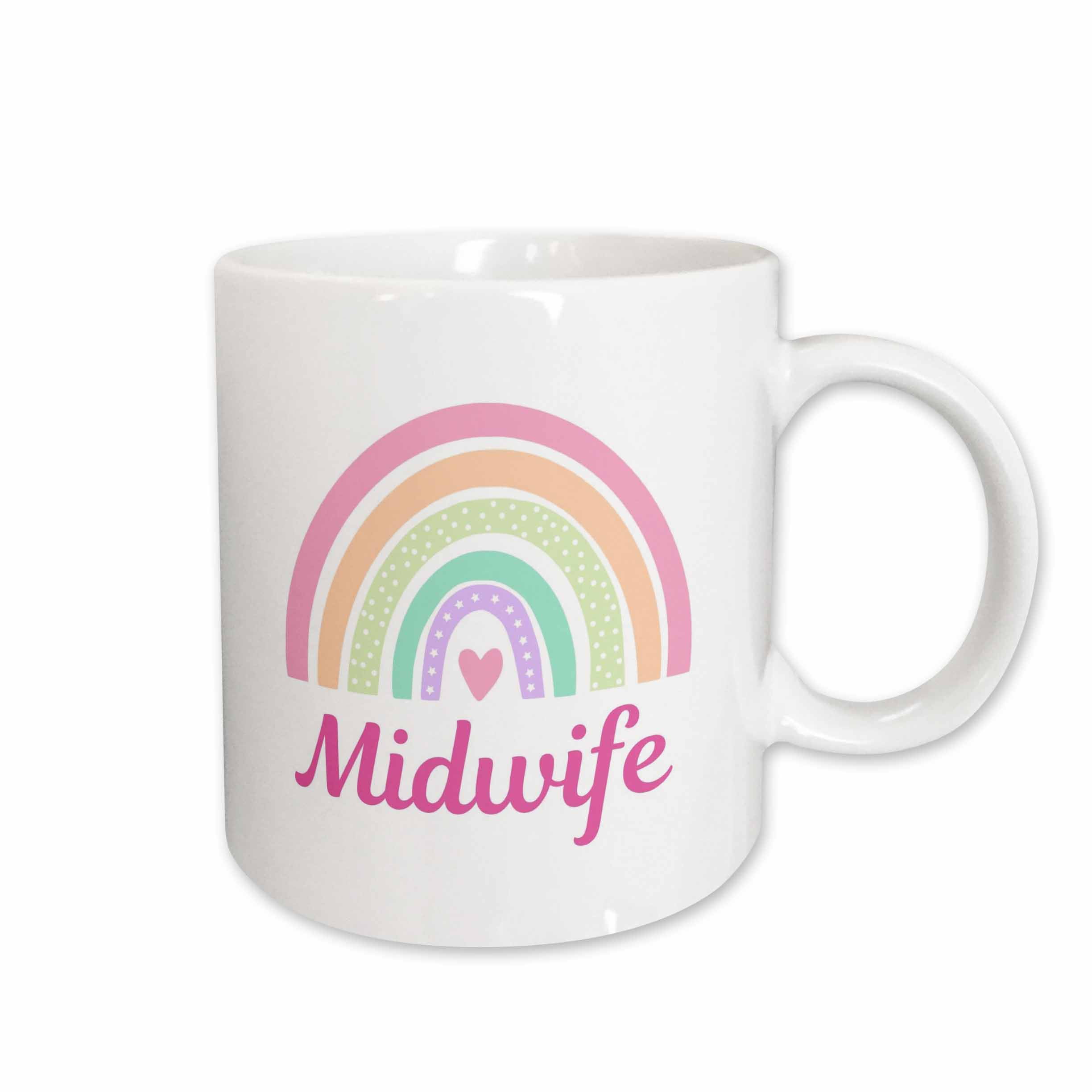 3drose, Midwife Word Art with Cute Pastel Boho Rainbow Midwifery Birth ...