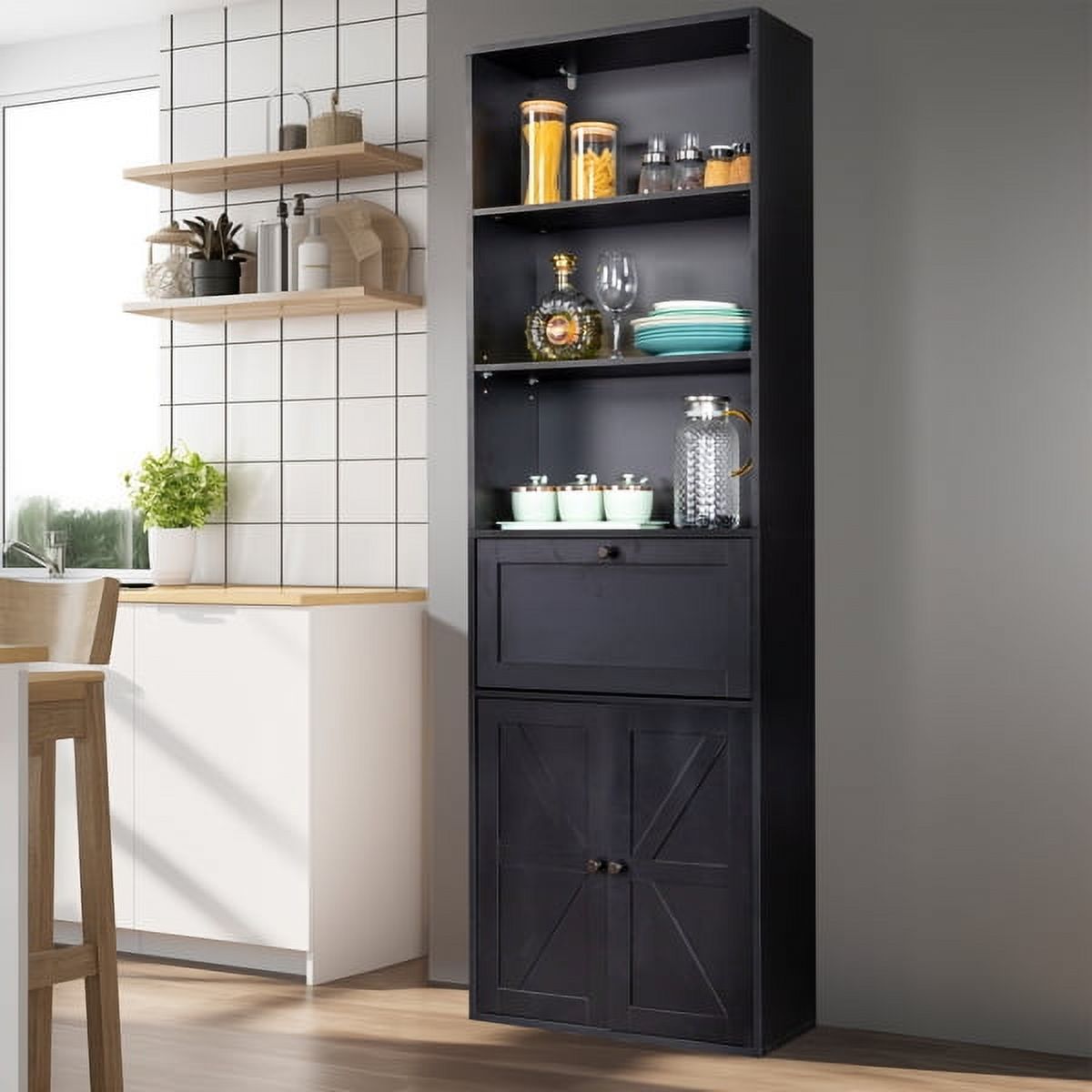 Miekor 3-Layer 1 Drawer 2 Doors Double Z Shape Melamine Board 60*23.5 ...
