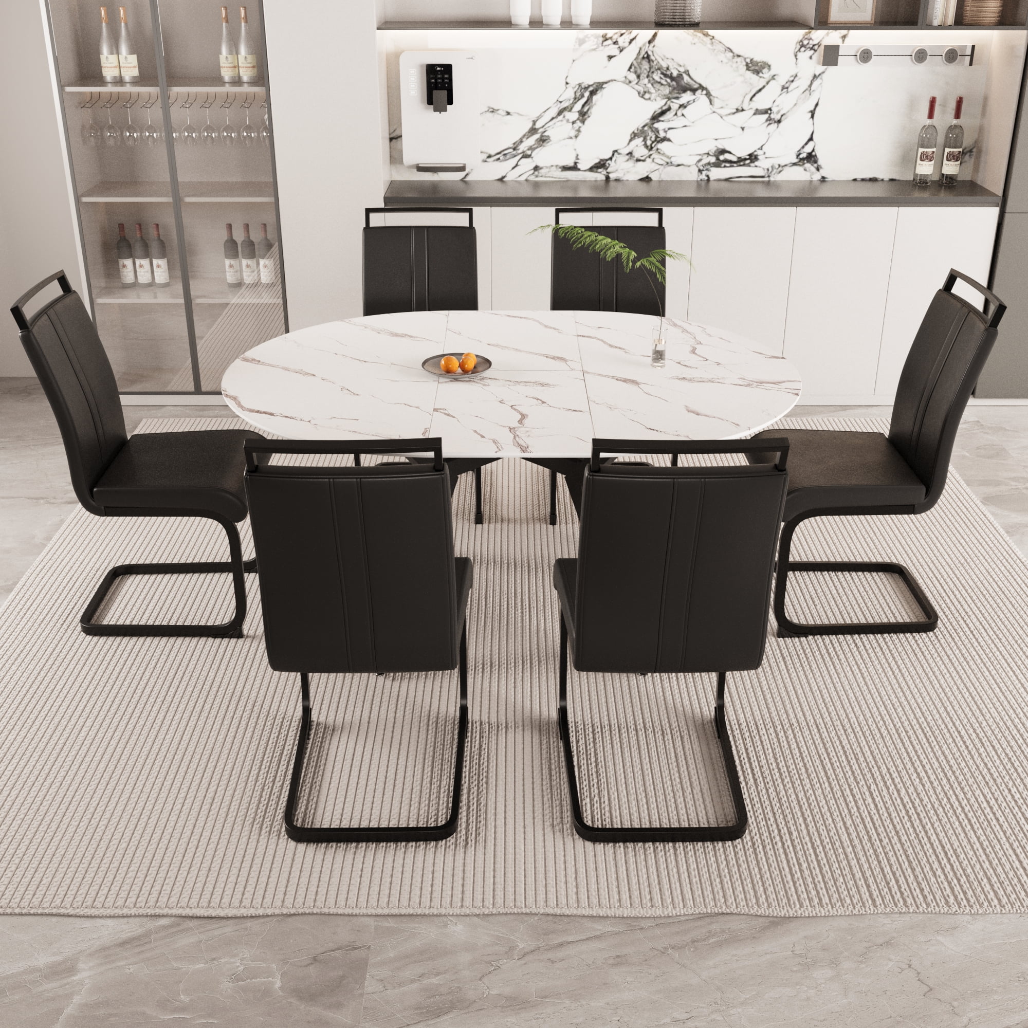 Miekor 47-63" expandable circular dining table set for 4-6 people ...