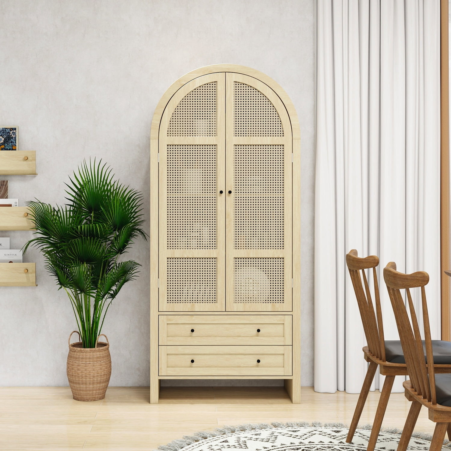 Miekor 70.28" Tall Arched Kitchen Pantry, Arched Storage Display ...
