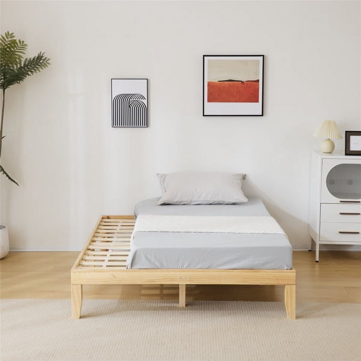 Miekor Basic bed frame solid wood color Full 197.2*136*30.5cm wooden ...