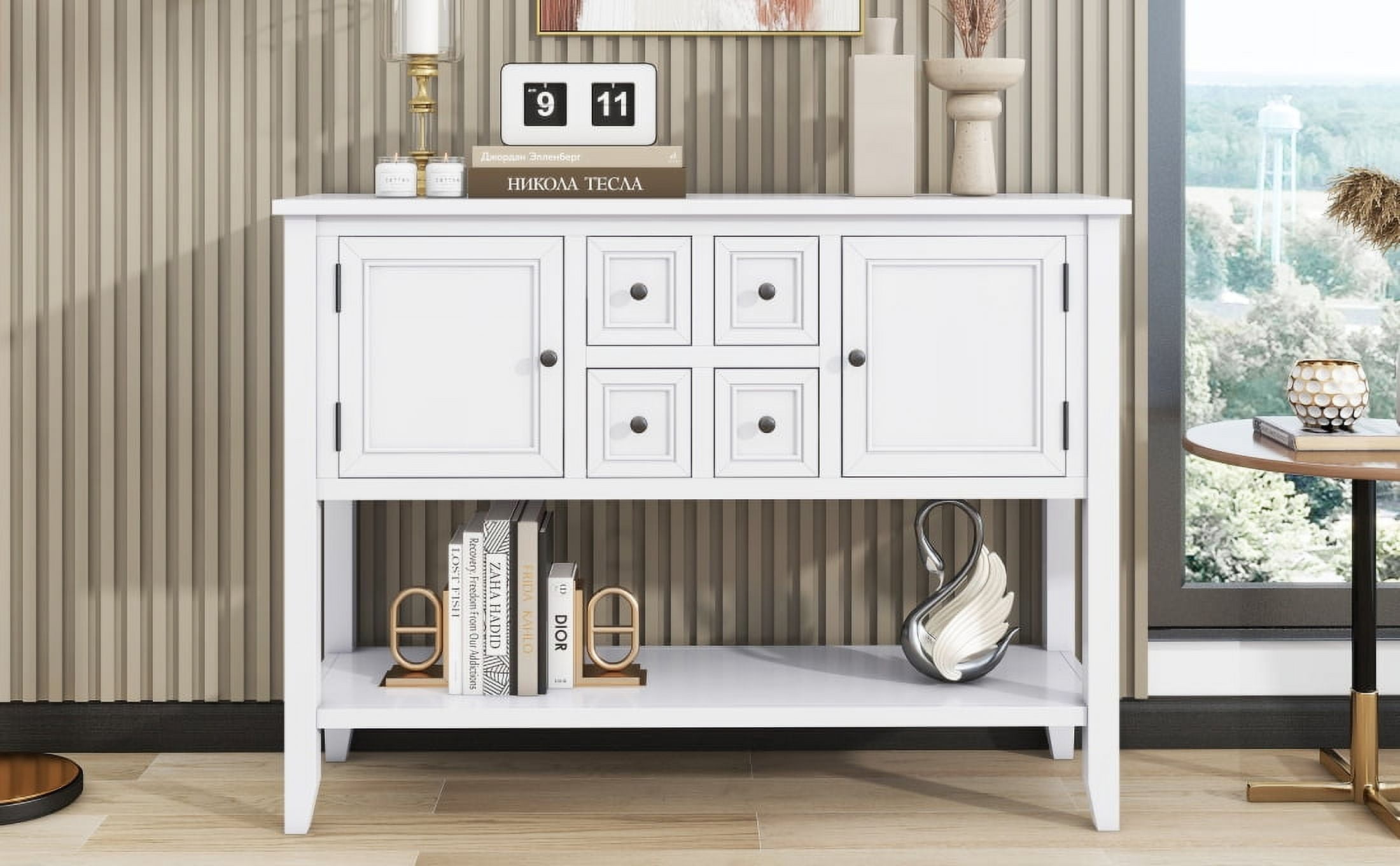 Miekor Cambridge Series Ample Storage Vintage Console Table with Four ...
