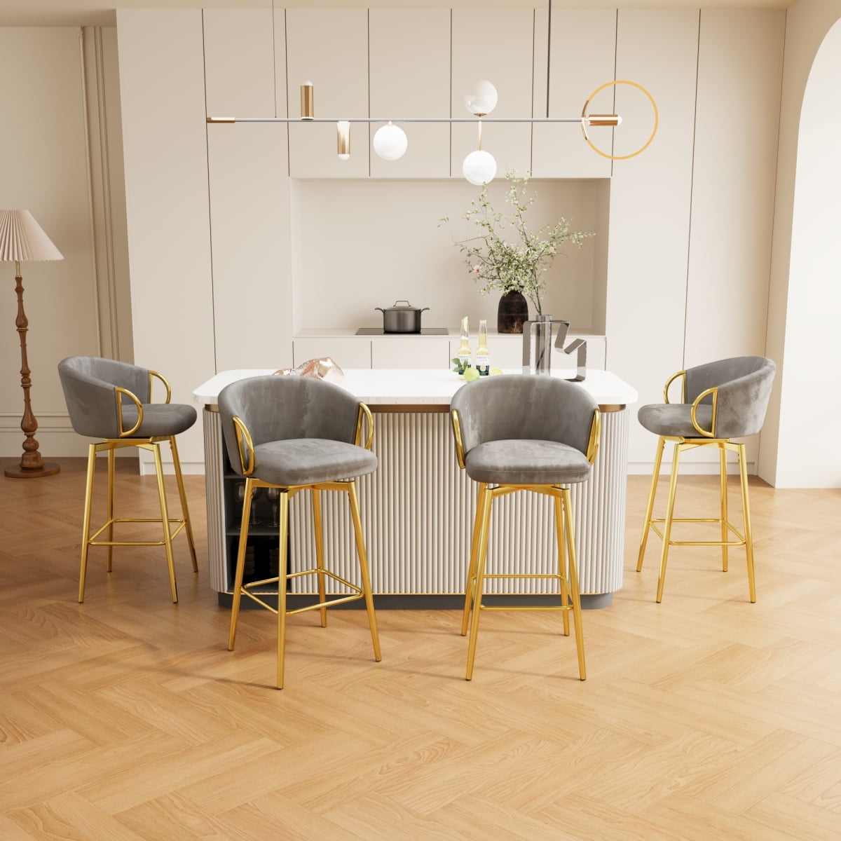 Miekor Dining Chairs Set Of 4 Modern Style 360°Swivel Bar Chairs With ...