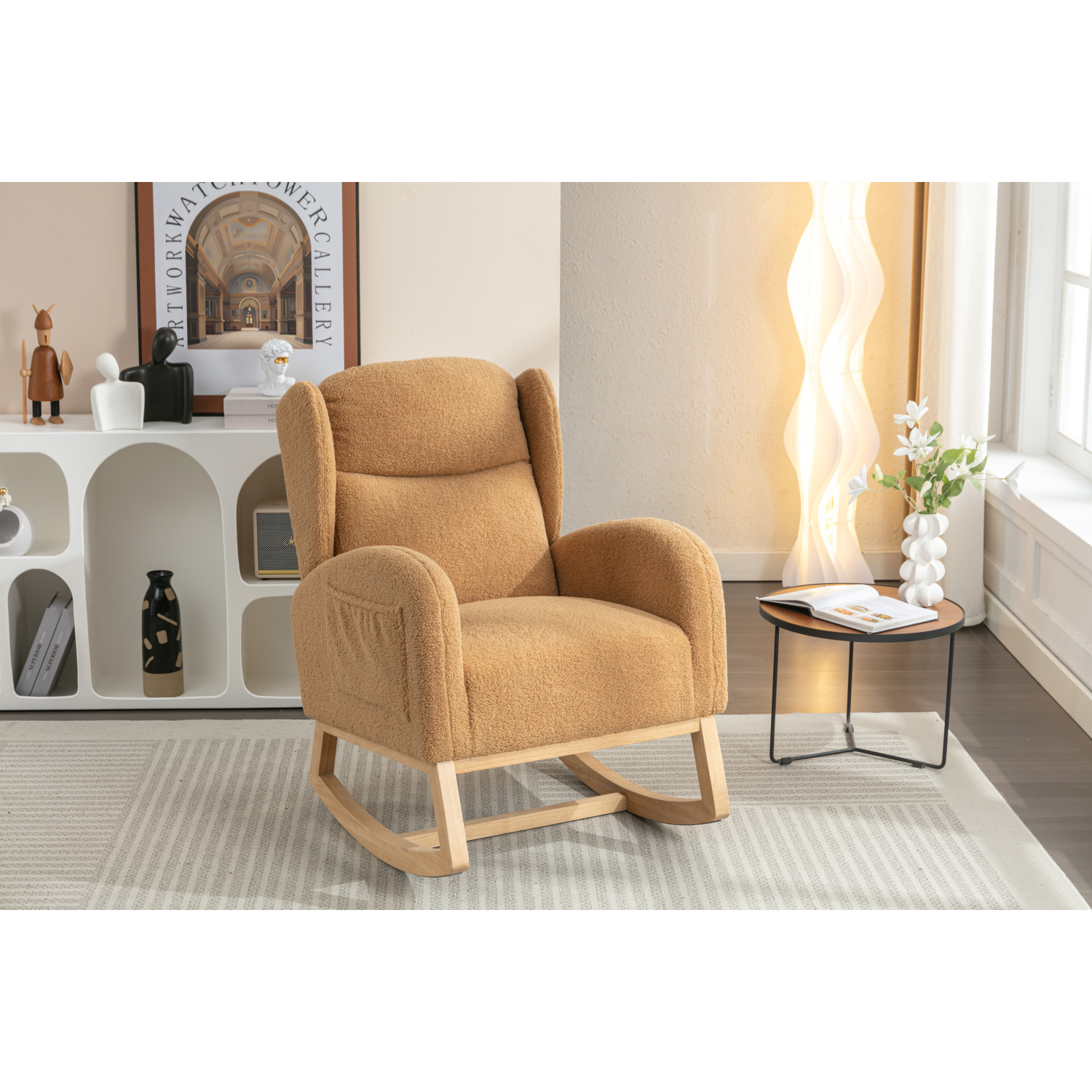 Miekor Furniture 049-Teddy Fabric Rocking Chair With Packet Wood Legs ...