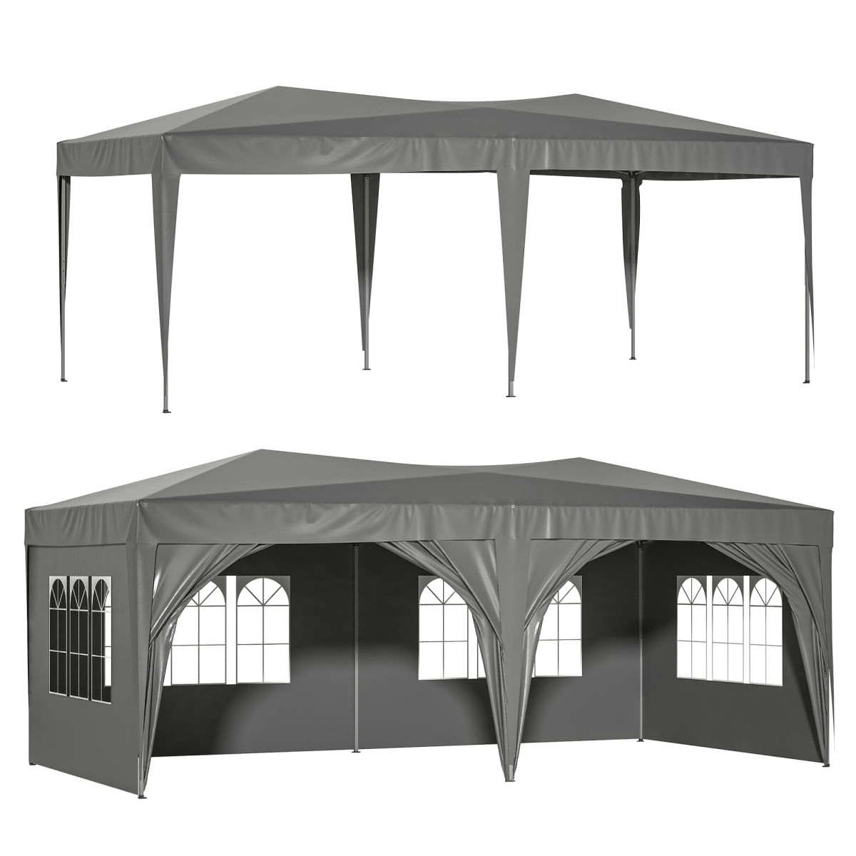Miekor Furniture 10'x20' EZ Pop Up Canopy Outdoor Portable Party Folding Tent with 6 Removable ...